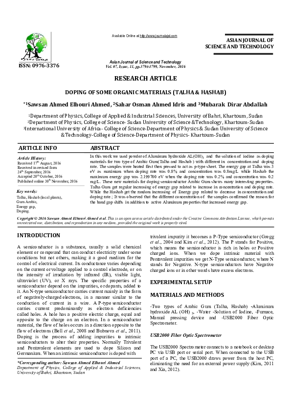 (PDF) DOPING OF SOME ORGANIC MATERIALS (TALHA & HASHAB).pdf