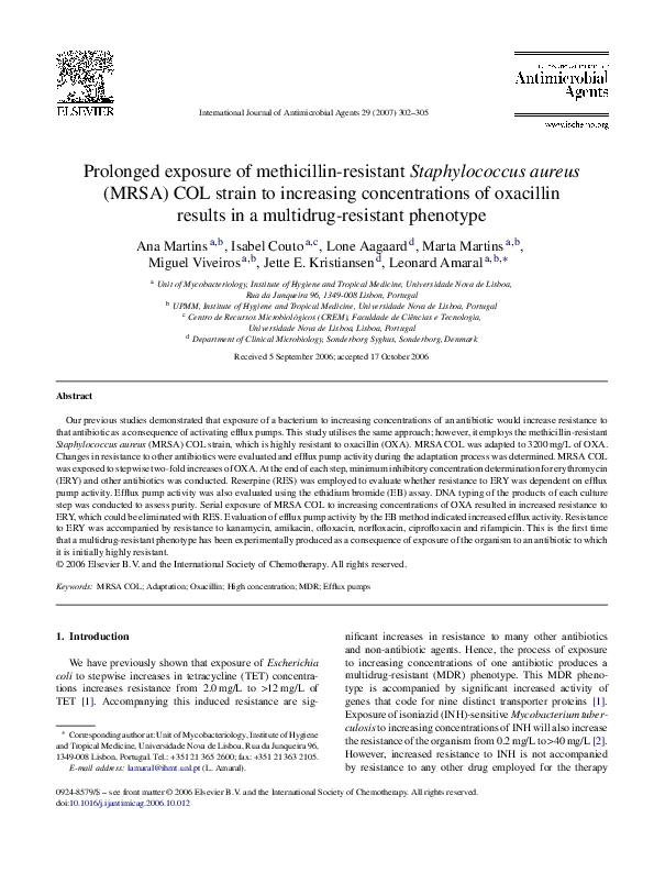 (PDF) Prolonged exposure of methicillin-resistant Staphylococcus aureus (MRSA) COL strain to ...