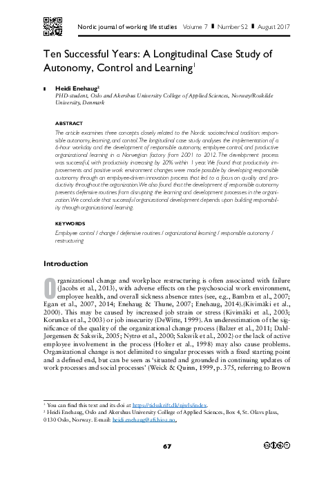(PDF) Ten Successful Years: A Longitudinal Case Study of Autonomy ...
