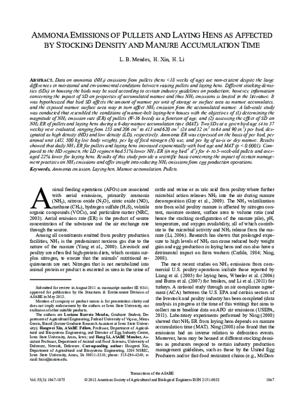 (PDF) Ammonia emissions, feeding and defecation dynamics of W36 pullets ...