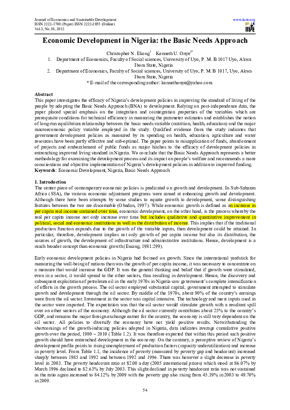 (PDF) Economic Development in Nigeria