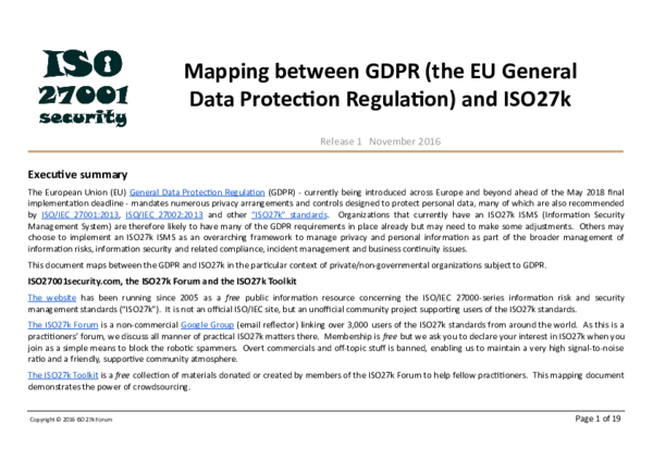 (DOC) Mapping between GDPR (the EU General Data Protection Regulation ...
