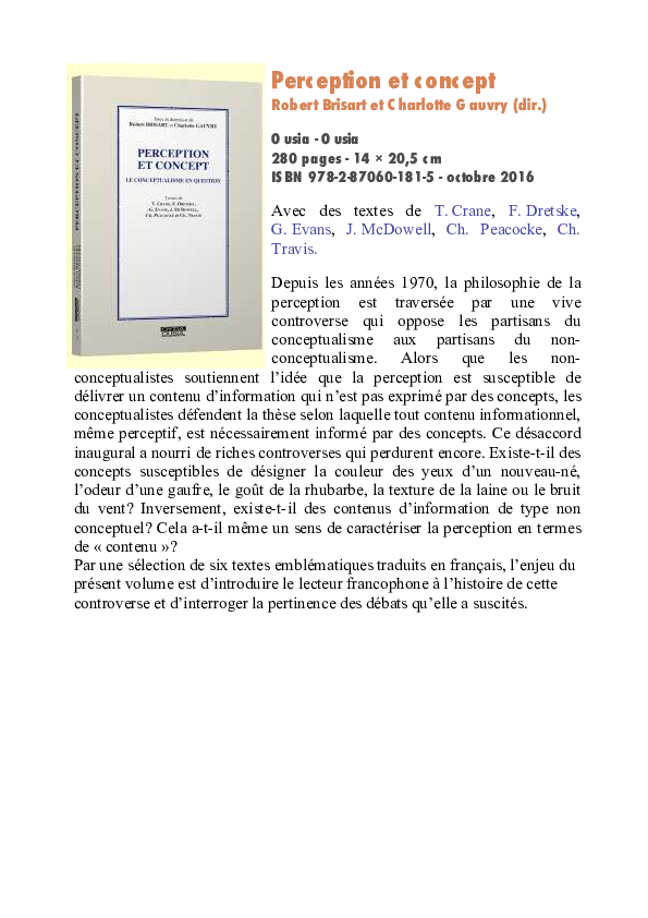 (PDF) Perception et concept + Introduction