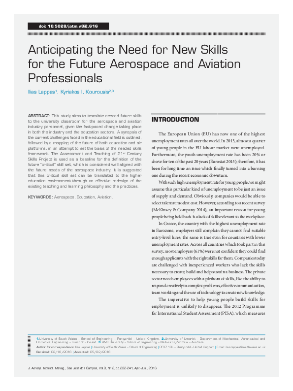 (PDF) Anticipating the Need for New Skills for the Future Aerospace and ...
