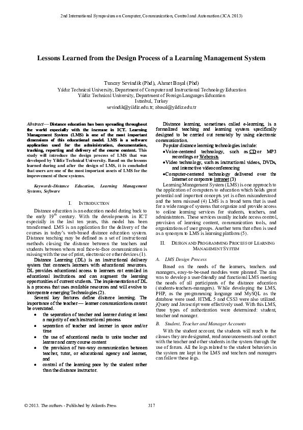 (PDF) Lessons Learned from the Design Process of a Learning Management ...