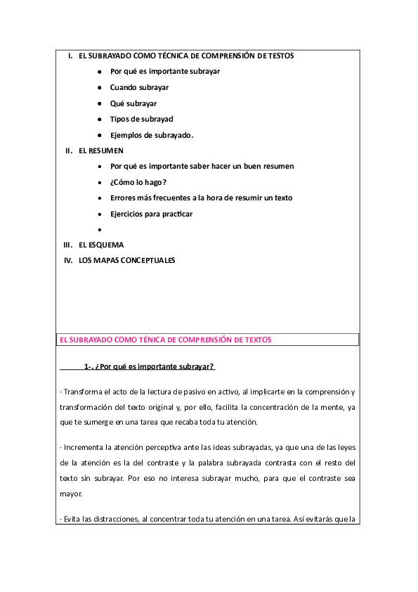 (DOC) EL SUBRAYADO COMO TÉCNICA DE COMPRENSIÓN DE TEXTOS