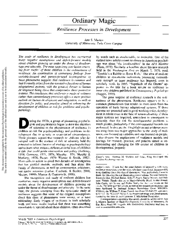 (PDF) Ordinary Magic Resilience Processes in Development