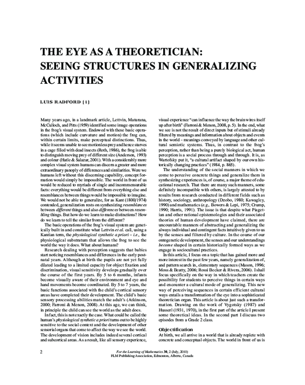 (PDF) The eye as a theoretician: Seeing structures in generalizing ...