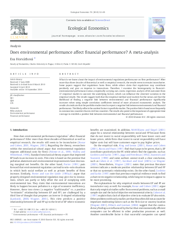 (PDF) Analysis Does environmental performance affect financial ...