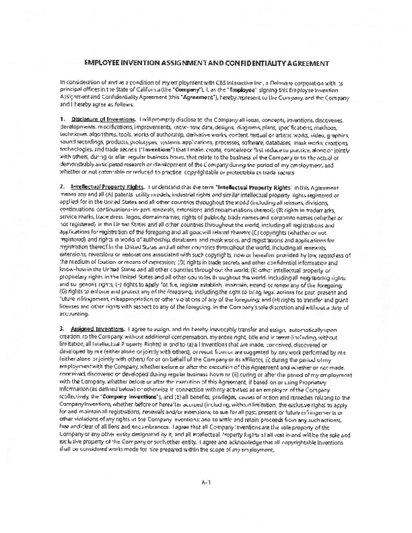 (PDF) Employee Invention Agreement
