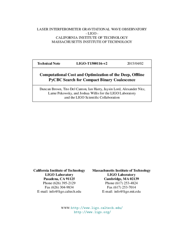 (PDF) LASER INTERFEROMETER GRAVITATIONAL WAVE OBSERVATORY -LIGO - CALIFORNIA INSTITUTE OF ...
