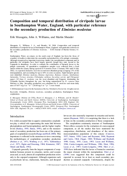 (PDF) Composition and temporal distribution of cirripede larvae in ...