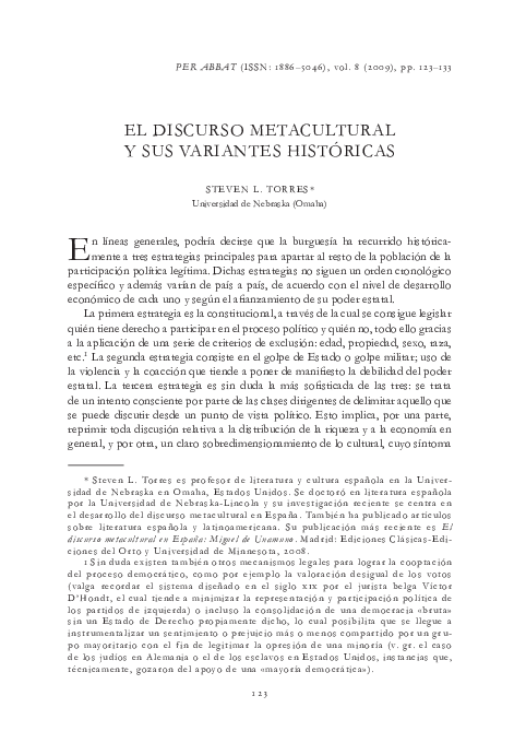 (PDF) “El discurso metacultural y sus variantes históricas.” Per Abbat ...