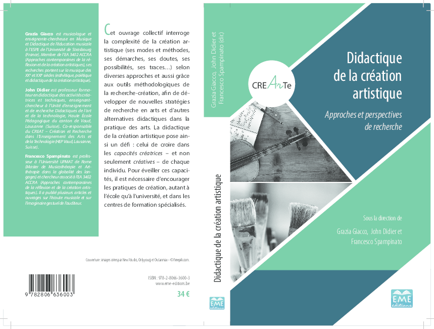 Didactique de la création artistique : Approches et perspectives de ...