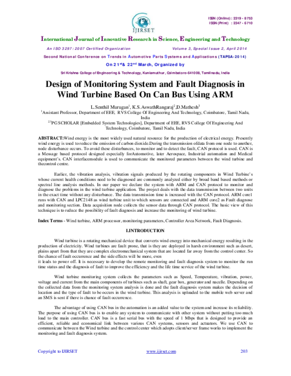 Pdf Design Of Monitoring System And Fault Diagnosis In Wind Turbine