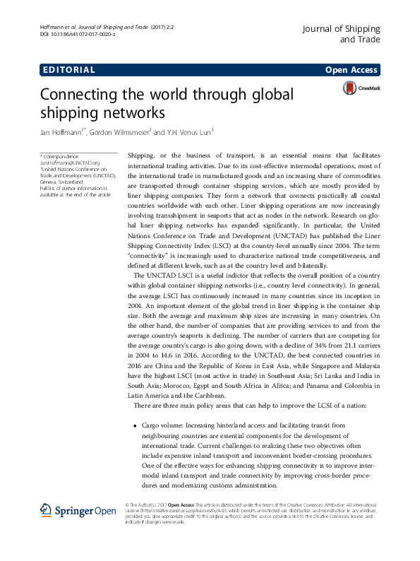 (PDF) Connecting the world through global shipping networks