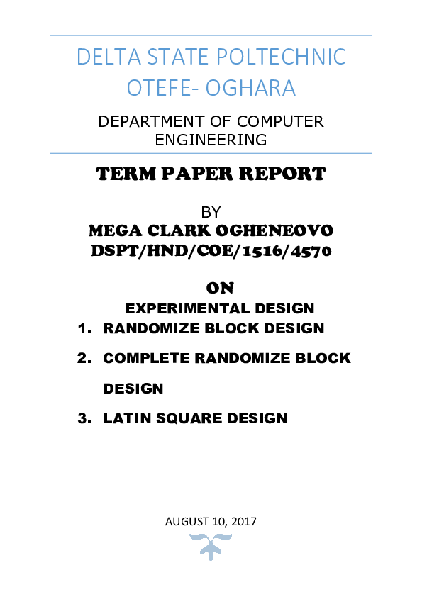 (PDF) EXPERIMENTAL DESIGN 1. RANDOMIZE BLOCK DESIGN 2. COMPLETE ...