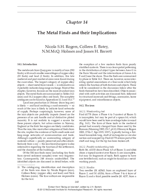 (PDF) The metal finds and their implications