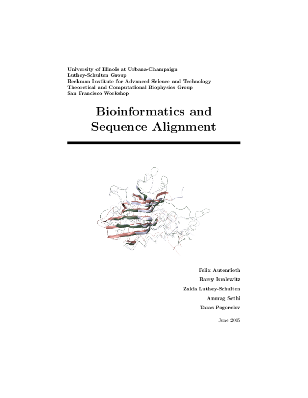 Pdf Bioinformatics And Sequence Alignment 