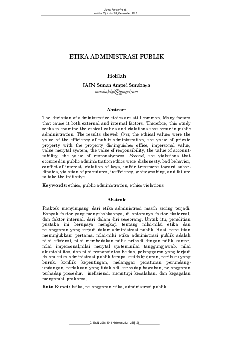 (PDF) ETIKA ADMINISTRASI PUBLIK Holilah