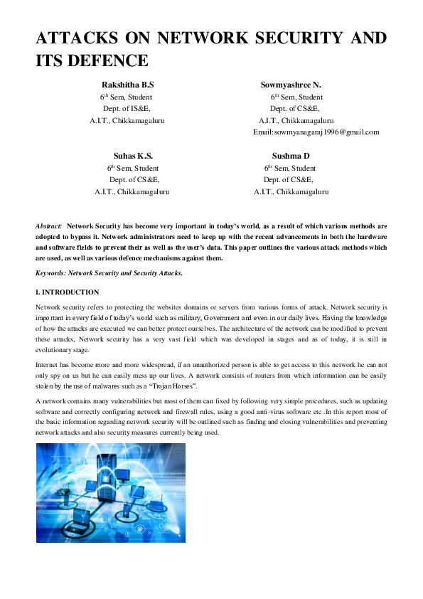 (DOC) ATTACKS ON NETWORK SECURITY AND ITS DEFENCE