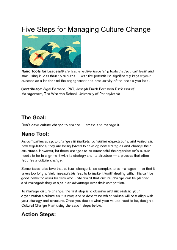 (DOC) Five Steps for Managing Culture Change