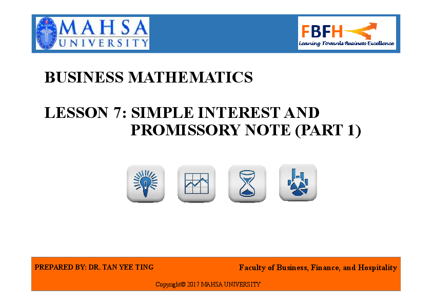 (PDF) BUSINESS MATHEMATICS LESSON 7: SIMPLE INTEREST AND PROMISSORY ...