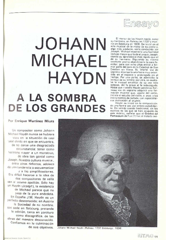 (PDF) Johann Michael Haydn a la sombra de los grandes