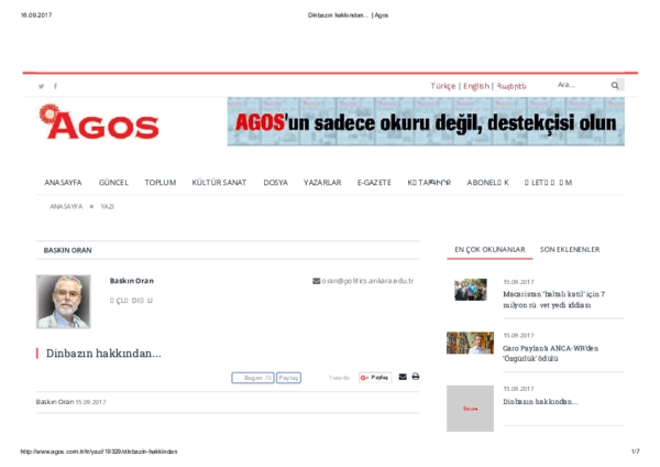 (PDF) Dinbazin hakkindan (15.09.2017) (Agos, T24, artigercek)