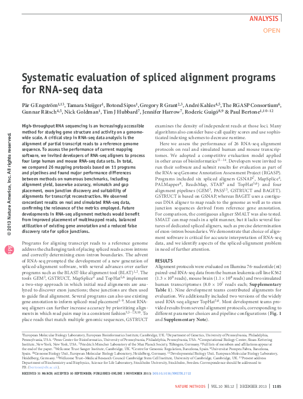 (PDF) Systematic evaluation of spliced alignment programs for RNA-seq data