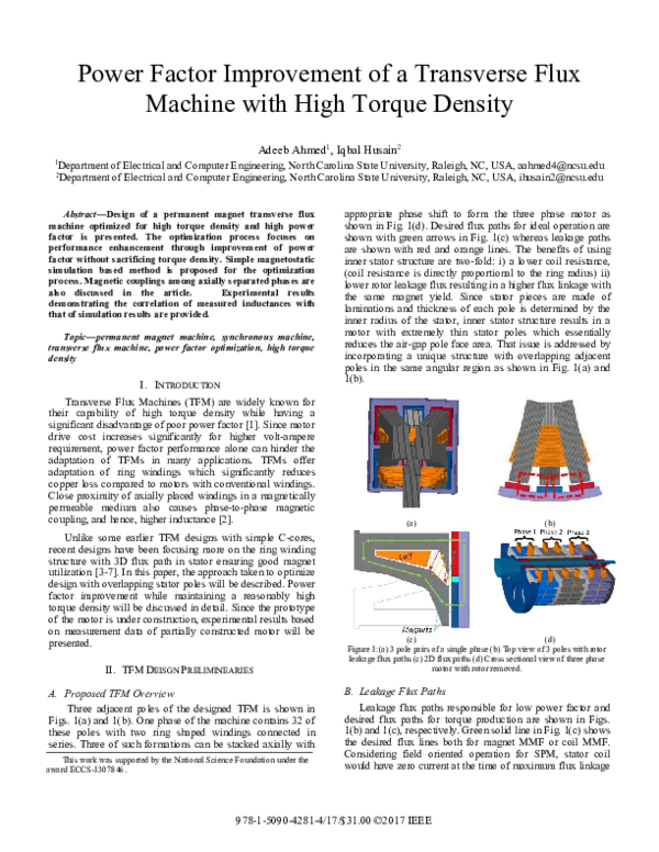 (PDF) Power Factor Improvement of a Transverse Flux Machine with High ...