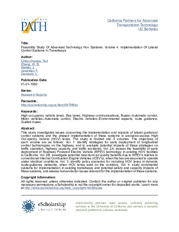 (PDF) Feasibility Study Of Advanced Technology Hov Systems: Volume 4 ...