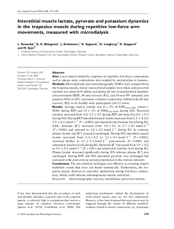 (PDF) Interstitial muscle lactate, pyruvate and potassium dynamics in ...