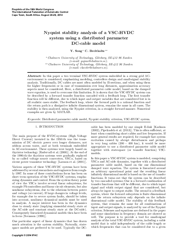 (PDF) Nyquist Stability Analysis of a VSC-HVDC System Using a ...