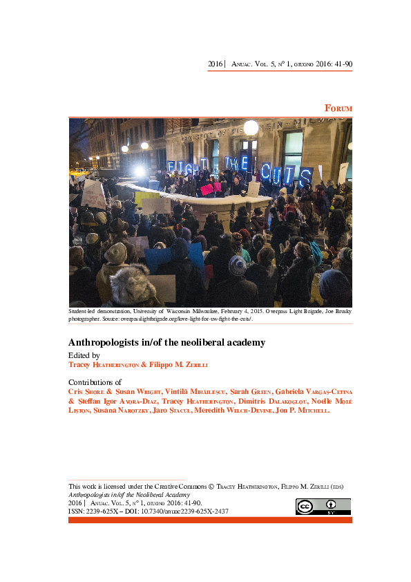 (PDF) Anthropologists in/of the neoliberal academy Edited by ...