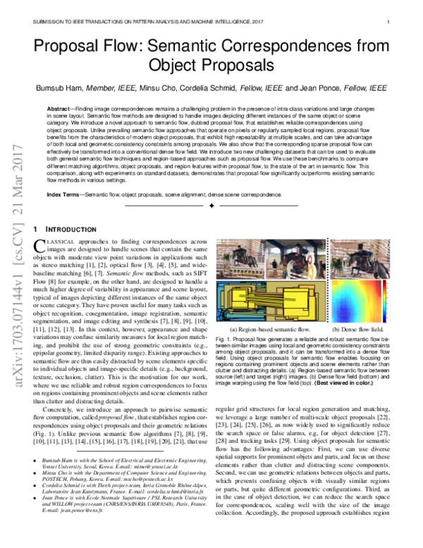 (PDF) Proposal Flow: Semantic Correspondences from Object Proposals