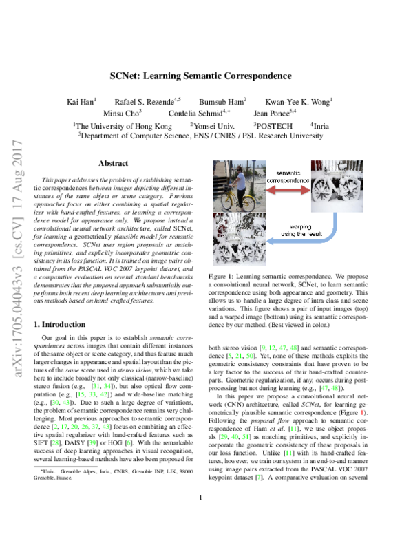 (PDF) SCNet: Learning Semantic Correspondence