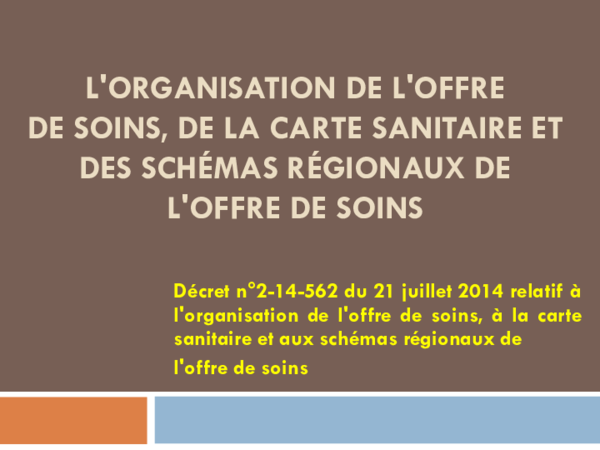 (PDF) L'ORGANISATION DE L'OFFRE DE SOINS, DE LA CARTE SANITAIRE ET DES ...