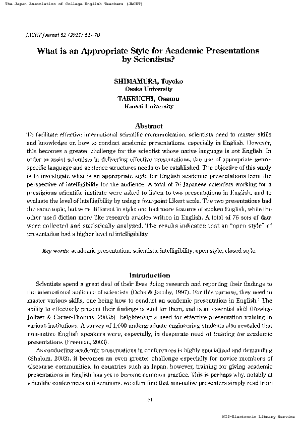 (PDF) What is an appropriate style for academic presentation by scientists?