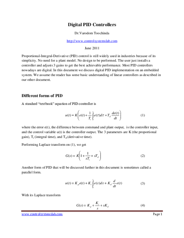 (PDF) Digital PID Controllers | Bùi Chinh Chinh - Academia.edu