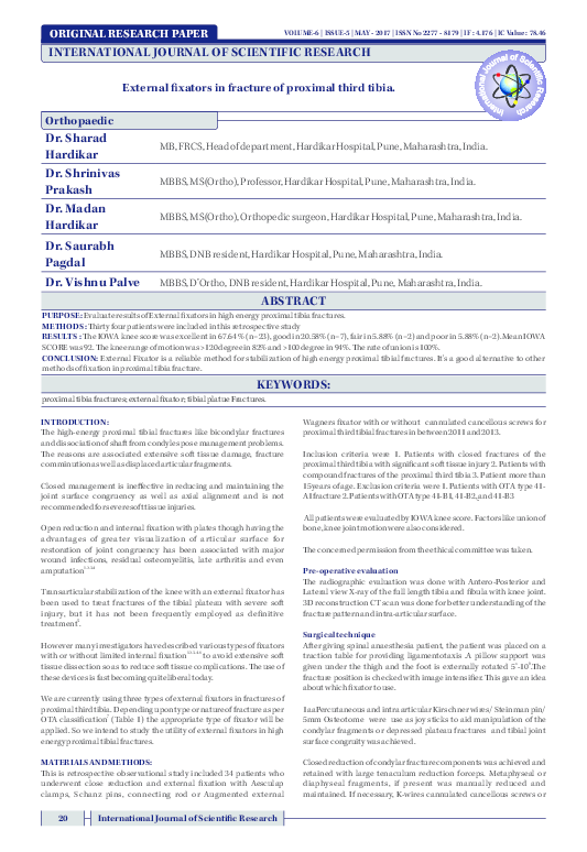 (PDF) External fixators in fracture of proximal third tibia