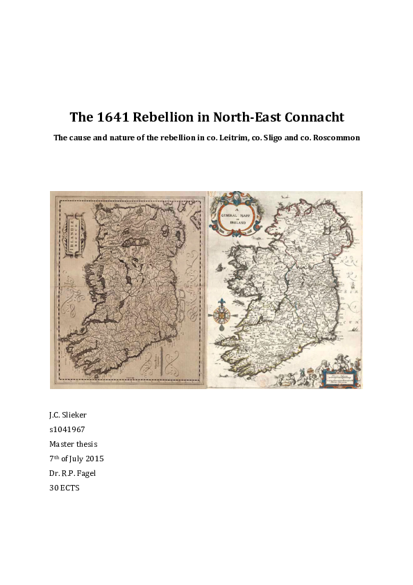 (PDF) The 1641 Rebellion in North-­East Connacht, the cause and nature ...