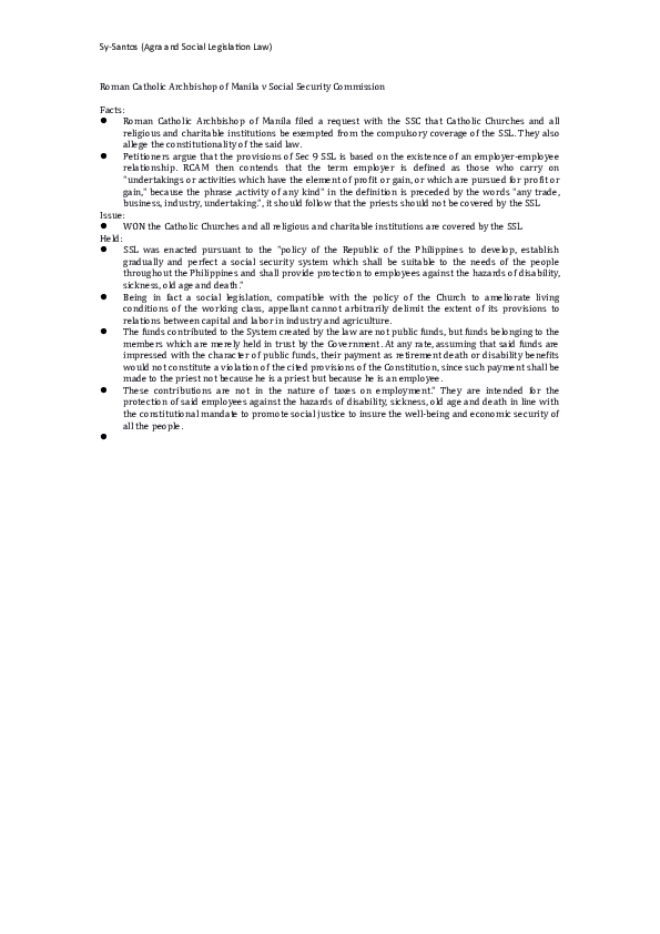 (DOC) Social Legislation Case Digests