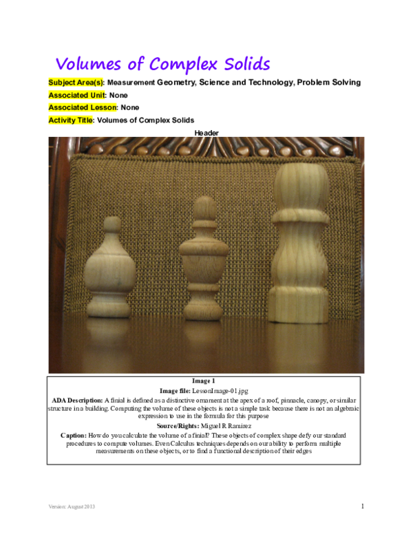 (DOC) Volumes Of Complex Solids-