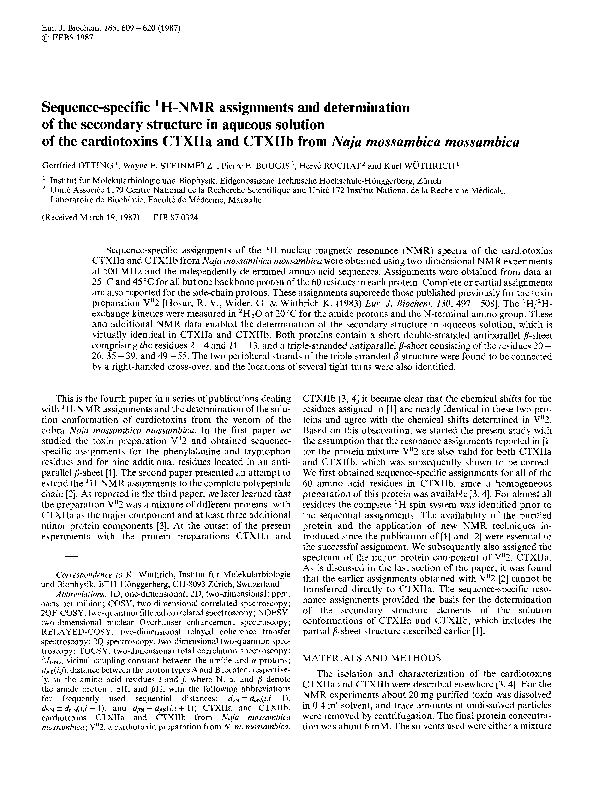 (PDF) Sequence-specific 1H-NMR assignments and determination of the secondary structure in ...