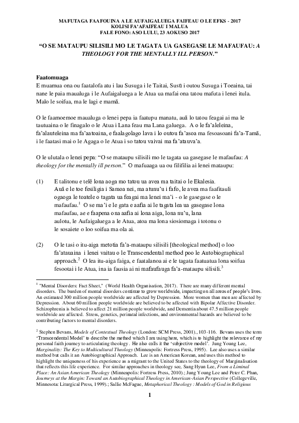 (PDF) MAFUTAGA FAAFOUINA A LE AUFAIGALUEGA FAIFEAU O LE EFKS -2017 ...