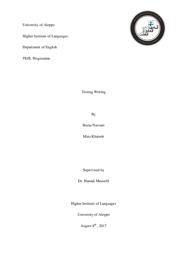 (DOC) Testing Writing final | Baraa Naasani - Academia.edu