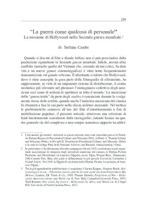 (PDF) "La guerra come qualcosa di personale": la missione di Hollywood ...