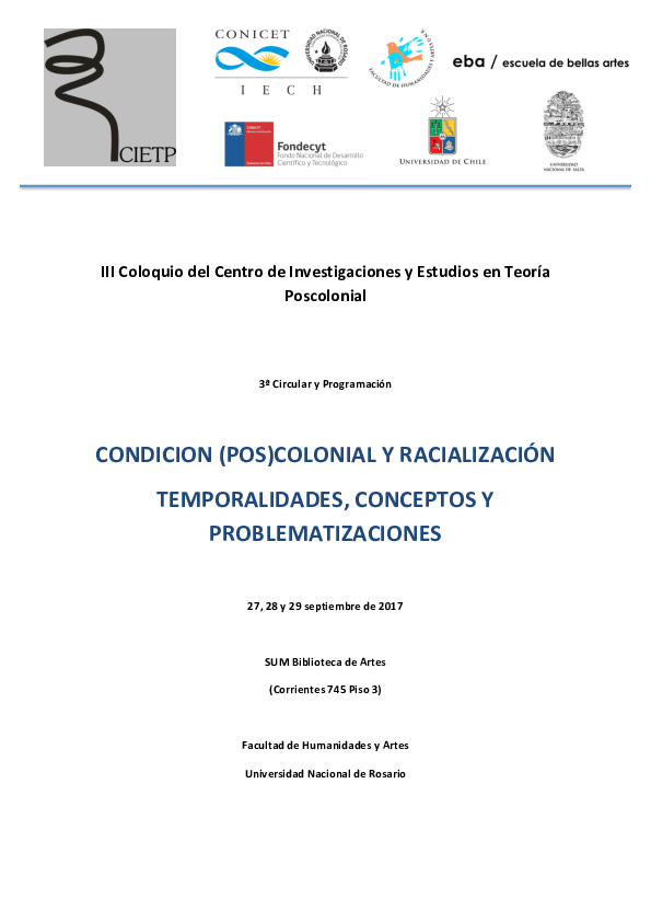 (PDF) Condición (pos)colonial y racialización. Temporalidades, conceptos y problematizaciones ...