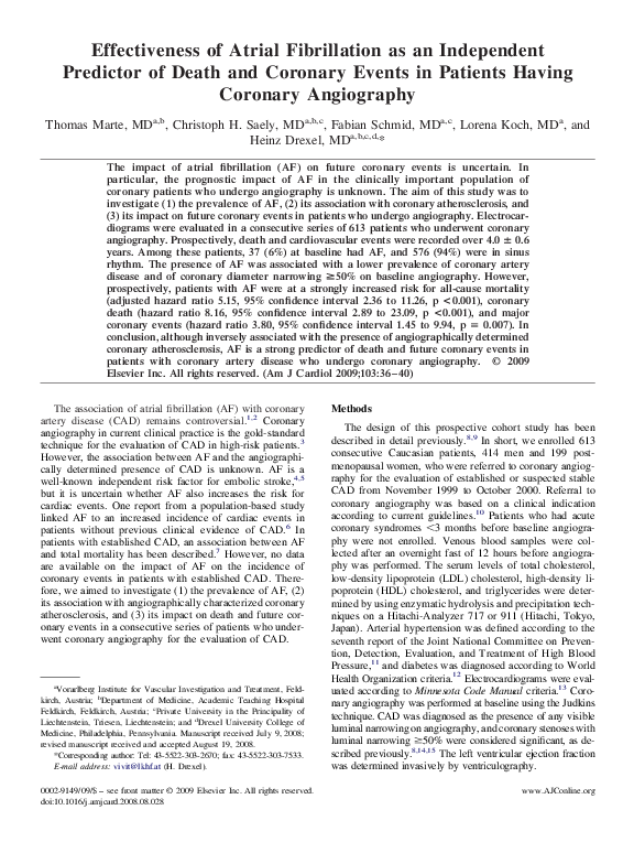 (PDF) Effectiveness of Atrial Fibrillation as an Independent Predictor ...
